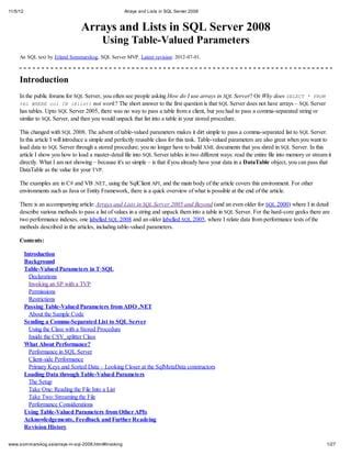Arrays And Lists In Sql Server 2008 PDF