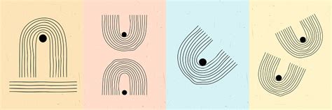 벡터 그림입니다 추상 포스터 세트 현대적인 배경 중반 세기 벽 장식 책 표지 페이지 템플릿 인쇄 카드 브로셔 잡지 포스터를 위한