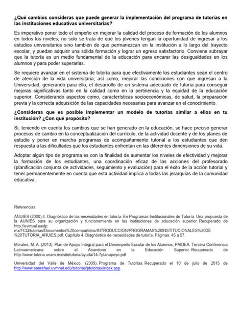 Diseño E Implementacion Sistema Tutorial Foro 1 Y 2 Pdf Maestros Planificación