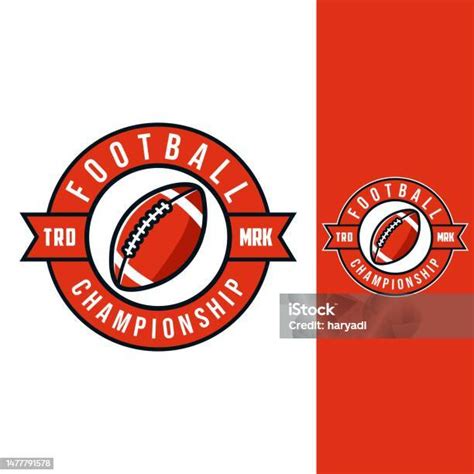 축구 배지 벡터 그래픽 템플릿 엠블럼 스타일의 스포츠 미국 럭비 볼 일러스트레이션 Championship에 대한 스톡 벡터 아트