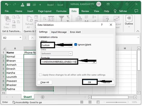How To Apply Data Validation To Force Phone Number Format In Excel