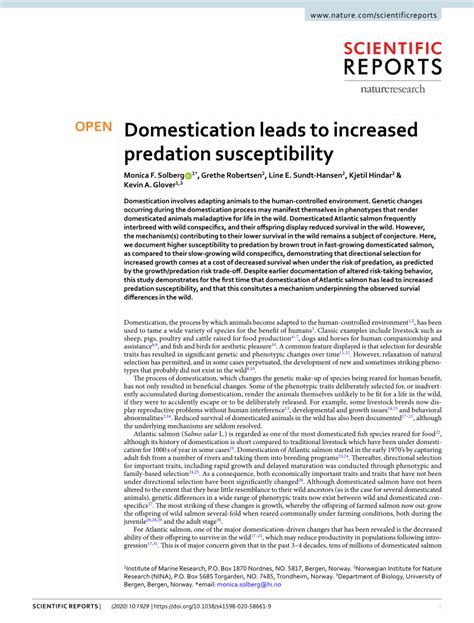 Pdf Domestication Leads To Increased Predation Susceptibility