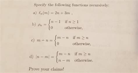 Solved Specify The Following Functions Recursively A Lnm