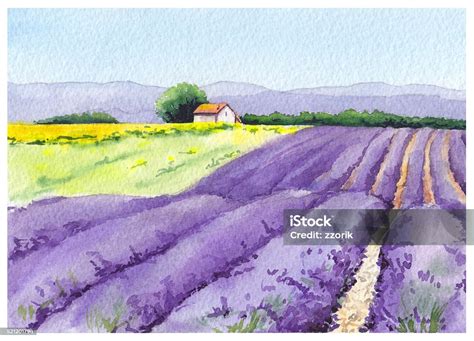 클린싱 필드에 시골길 하우스를 프로방스 프랑스 워터컬러 프로방스 알프스 코트다쥐르에 대한 스톡 벡터 아트 및 기타 이미지 프로방스 알프스 코트다쥐르 경관 0명