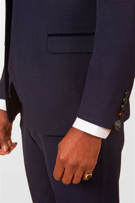 Marc Darcy Marc Darcy Bromley Navy Blue Check 3 Piece Suit Menswearr House Of Menswear