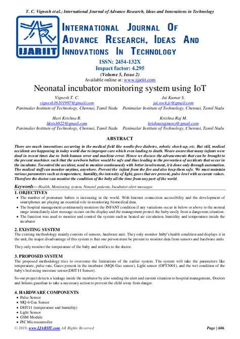 Pdf Neonatal Incubator Monitoring System Using Iot