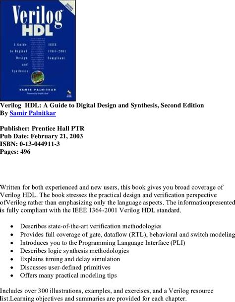 Verilog Hdl A Guide To Digital Design And Synthesis 2nd Ed Hdl