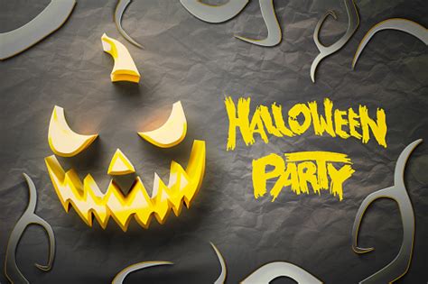 해피 할로윈 파티 나이트 카드와 브로셔 할로윈 호박 어두운 디자인 배경 포스터 및 배너 3d 그림 0명에 대한 스톡 사진 및 기타 이미지 Istock