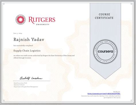Rajnish Yadav On Linkedin Supplychainmanagement Certification Rutgersuniversity