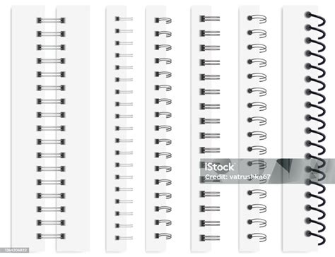 현실적인 노트북 나선형 달력 금속 나선형 바인더 용지 시트 강철 바인더 링 와이어 바인딩 벡터 세트용 결합 코일 금속에 대한 스톡 벡터 아트 및 기타 이미지 Istock