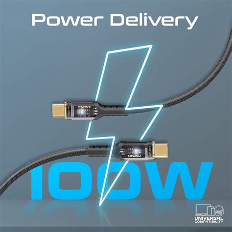 Promate 2m 100w Pd Usb C To Usb C Ultra Fast Cable 5a20v