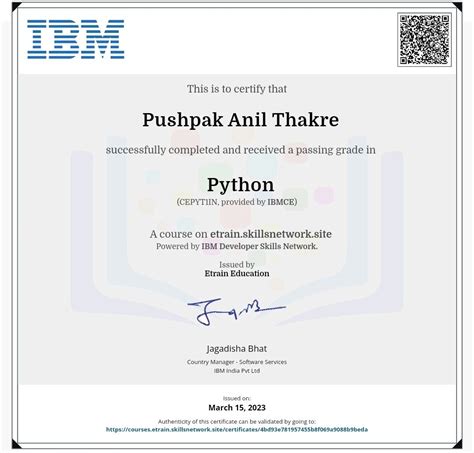 Pushpak Thakre On Linkedin Python Programming Ibm Skillup