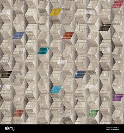 Abstract Wooden Cube Seamless Pattern Background Wall Abstract Multicolor Wood Texture