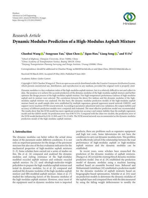 pdf dynamic modulus prediction of a high modulus asphalt mixture