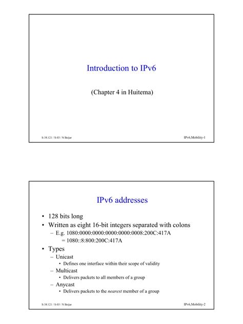 [pdf] Introduction To Ipv6 Chapter 4 In Huitema Ipv6 Mobility 1 Pdf