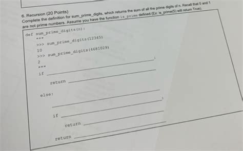 Solved 6 Recursion 20 Points Complete The Definition For