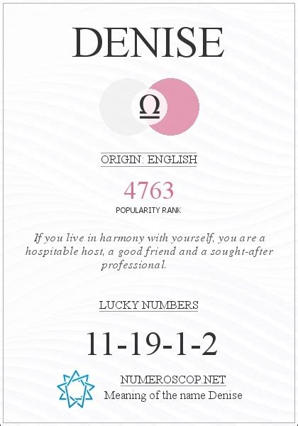 Name Denise Meaning Origin Description Popularity