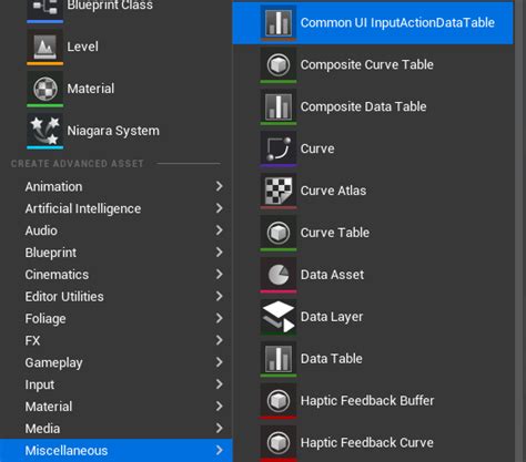 how to create a console menu using commonui ue samurais