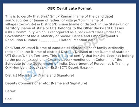 OBC Certificate Format How To Apply Documents Required OBC A OBC B Creamy Layer And Non