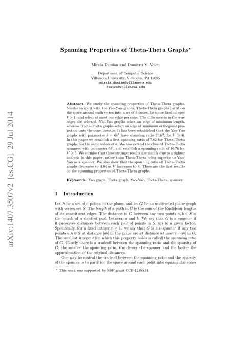 Pdf Spanning Properties Of Theta Theta Graphs