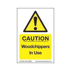 Treehog Corex Safety Sign Caution Wood Chippers In Use Felthorpe Lawn Mowers