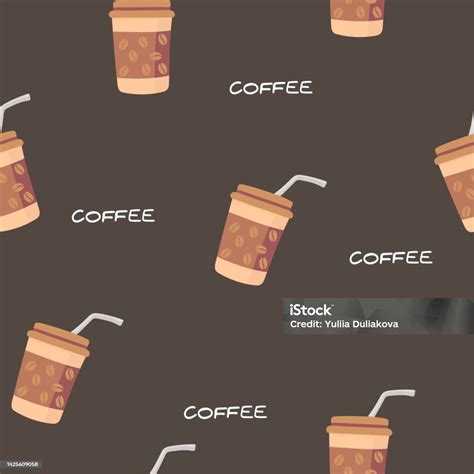 커피 컵 레터링 및 콩으로 매끄러운 패턴을 벡터 파스텔 톤의 아름다운 프린트 직물 옷 커피 숍 카페 및 장식에 대한 배경 귀여운 일러스트레이션 갈색에 대한 스톡 벡터 아트