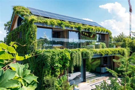 A Modern Ecofriendly Green Roof Covered In Lush Vegetation And