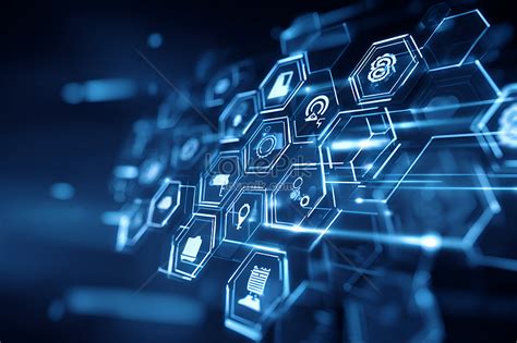 육각형 메쉬가있는 파란색 기술 배경