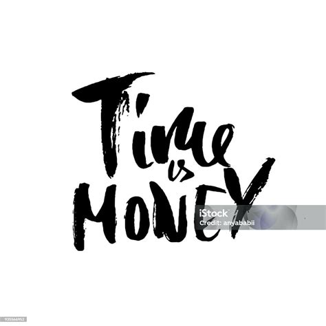 시간은 돈입니다 핸드 드라이 브러쉬 동기 글자를 그려 잉크 그림입니다 현대 달 필 구입니다 벡터 일러스트입니다 건조한에 대한 스톡 벡터 아트 및 기타 이미지 Istock