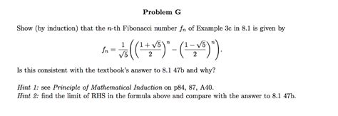 Solved Show By Induction That The N Th Fibonacci Number Chegg
