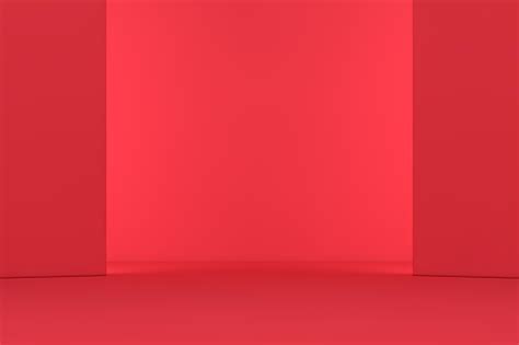 빈 콘크리트 바닥과 빨간 벽 배경현대 쇼룸의 추상적 인 인테리어 디자인 홀 또는 무대 3d 일러스트 0명에 대한 스톡 사진 및 기타 이미지 Istock