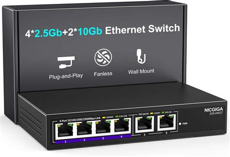 Amazon Com 10Gbe Ethernet Switch Unmanaged With 2 X 10Gb RJ45 Ports 4 X 2 5Gb Base T Ports