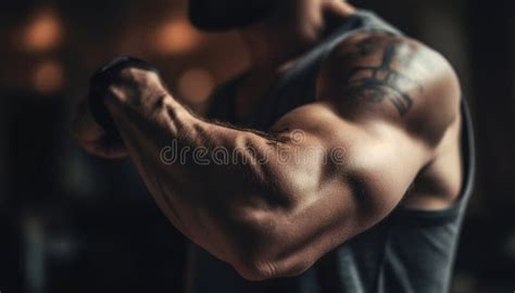 Muscular Athlete Flexes Bicep In Gym Embodying Masculinity And Determination Generated By Ai