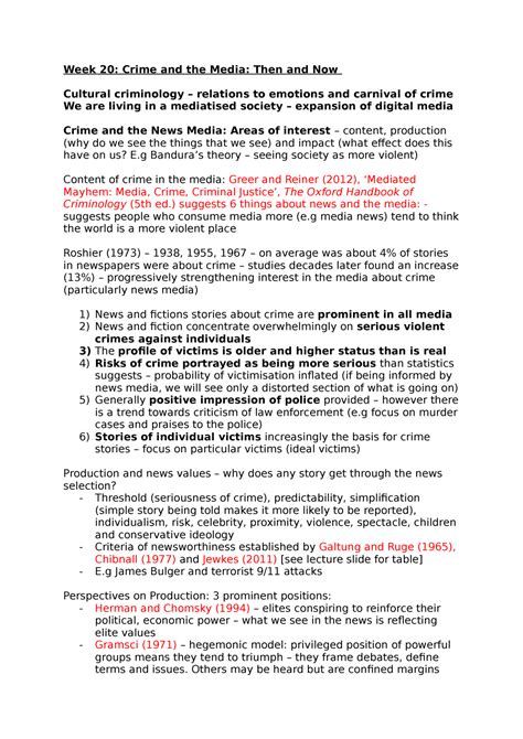Week 20 Crime And The Media Week 20 Crime And The Media Then And Now Cultural Criminology