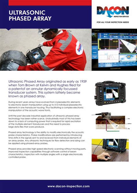 PDF ULTRASONIC PHASED ARRAY Dacon ULTRASONIC PHASED ARRAY FOR ALL YOUR INSPECTION NEEDS