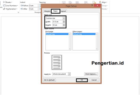 ️ Cara Mengatur Ukuran Kertas F4 Di Word