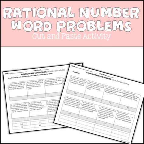 Rational Numbers Word Problems Cut And Paste Activity By Melaine Crowder
