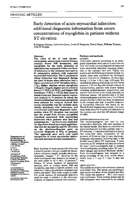 Pdf Early Detection Of Acute Myocardial Infarction Additional