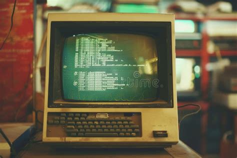 A Computer With A Green Screen Displaying A Command Prompt On A Table