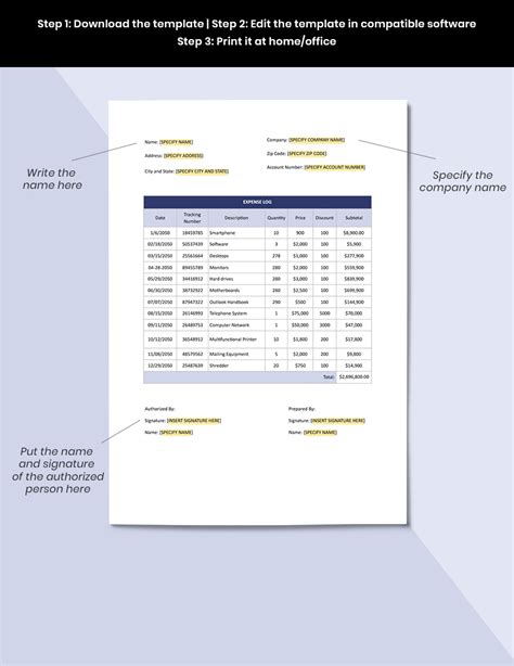 Expense Log Template Google Docs Google Sheets Excel Word Apple Numbers Apple Pages