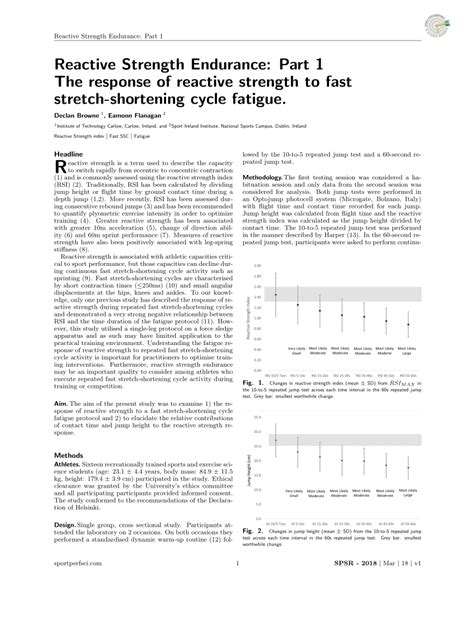 Pdf Reactive Strength Endurance Part 1 The Response Of Reactive