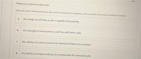 Solved Potency Is A Term To Describe Selected Answer Will Be Chegg Com