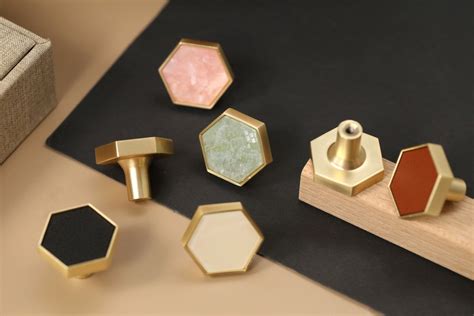 Brass Hexagon Cabinet Knobs Shell Hexagon Solid Cabinet Knobs Cupboard