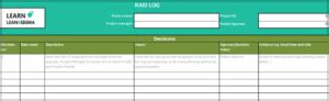 RAID Log Template Learn Lean Sigma