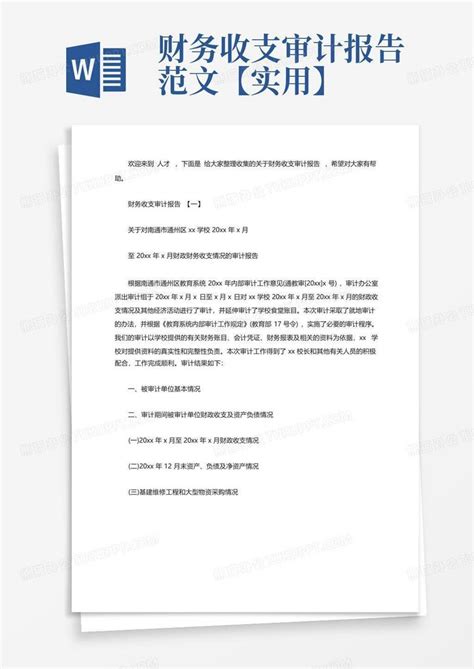 财务收支审计报告范文实用Word模板下载 编号qzwreegn 熊猫办公