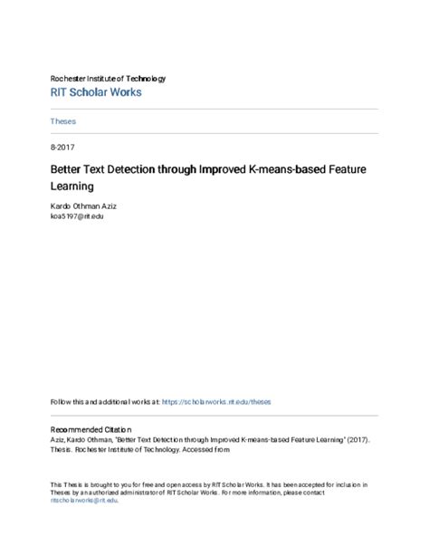 Pdf Better Text Detection Through Improved K Means Based Feature Learning