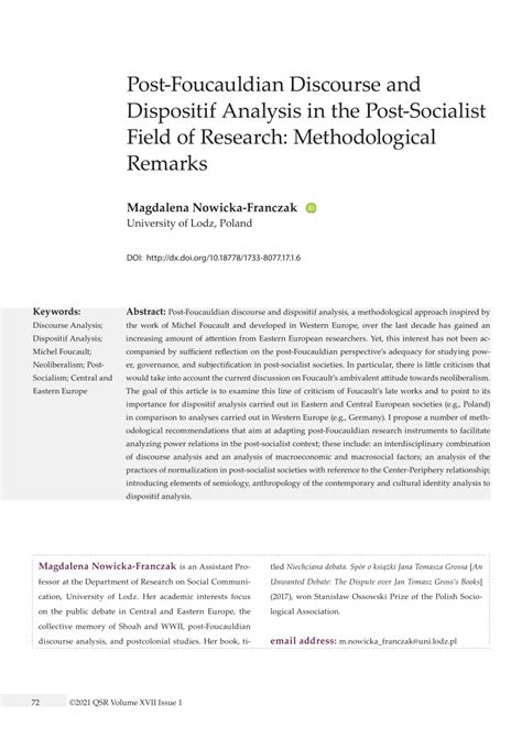 Pdf Post Foucauldian Discourse And Dispositif Analysis In The Post