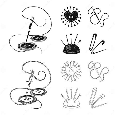 Vector Illustration Of Pin And Sewing Icon Set Of Pin And Sketch Stock Symbol For Web Stock