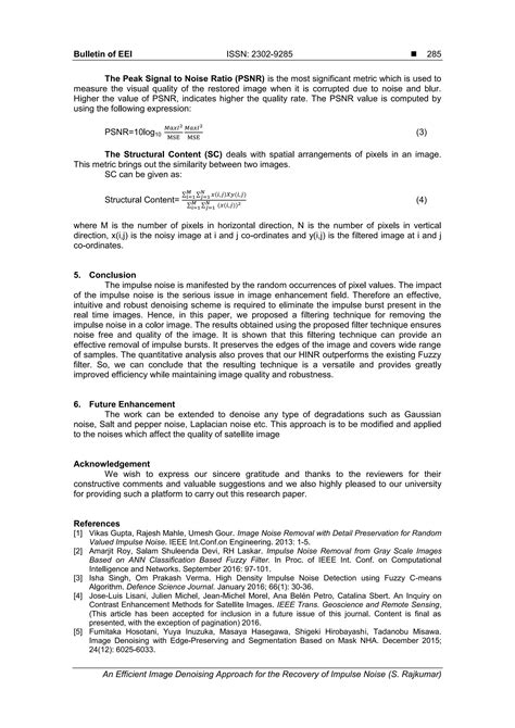 An Efficient Image Denoising Approach For The Recovery Of Impulse Noise Pdf