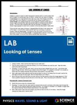 Images In Lenses Lab Activity On Concave Convex Real Virtual Focal Point